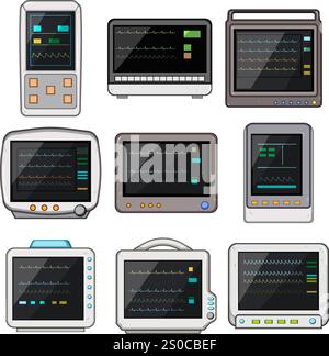 electrodes ekg monitor cartoon. waveform diagnosis, healthcare ...
