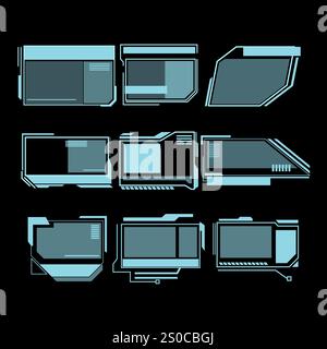 hexagon hud callout shapes cartoon. triangle rectangle, diamond star ...