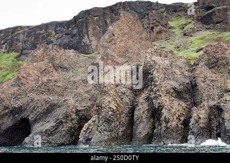 A striking natural formation of basalt columns on Disko Island ...