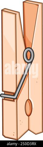 plastic clothespin cartoon. grip line, secure hold, fastener clip ...