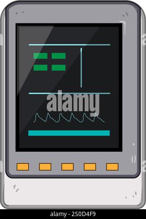 electrocardiogram ekg monitor cartoon. electrodes waveform, diagnosis ...