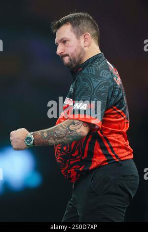Daryl Gurney in action during his match against Connor Scutt at the WV ...