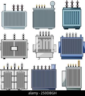 power electrical transformer cartoon. efficiency winding, insulation ...