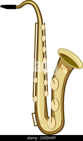 woodwind saxophone cartoon. keys mouthpiece, embouchure improvisation ...
