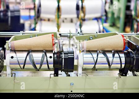 Bobbin-to-cone rewinding machine Stock Photo - Alamy