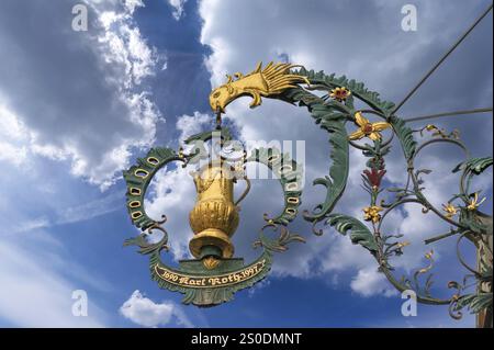 Nose shield with golden jug, Dinklesbuehl, Bavaria, Germany, Europe ...
