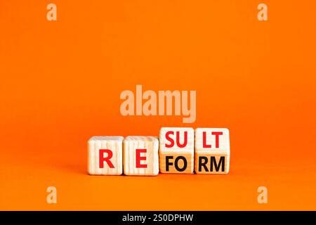 Reform and result symbol. Concept words Reform Result on beautiful ...