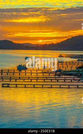 Aerial Sunrise over Brisbane Water at Koolewong Waterfront from Tascott ...