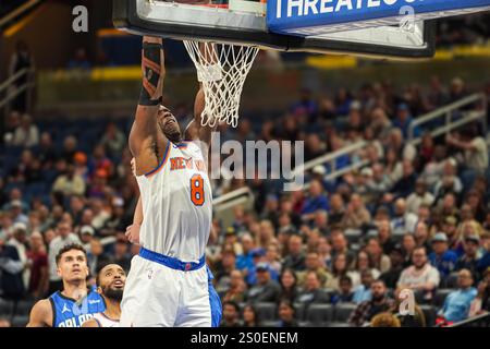 New York Knicks forward OG Anunoby (8) dunks during the first half of ...