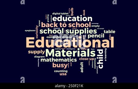 Educational Materials word cloud template. Educational Materials concept vector tagcloud ...