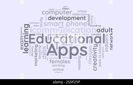 Educational Apps word cloud template. Educational Apps concept vector tagcloud background Stock ...