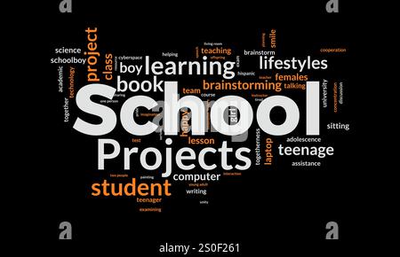 School Projects word cloud template. School Projects concept vector ...