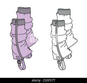 Knit leg warmers flat sketch vector mockup template Stock Vector Image ...