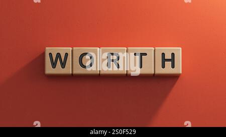 wooden cube block with WORTH business word. Mission, Vision and core ...