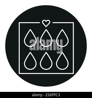 Menstrual drops line black icon. Vector isolated button. Editable ...