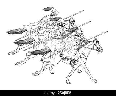 Alexander the Great's cavalry attack. Ancient warriors in battle Stock ...