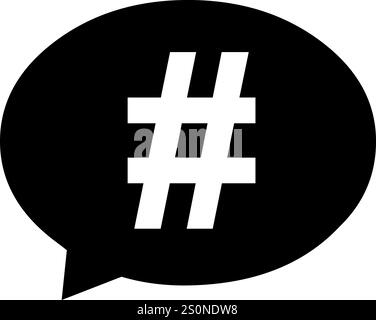Vector cartoon hashtag icon in comic style. Social media marketing ...