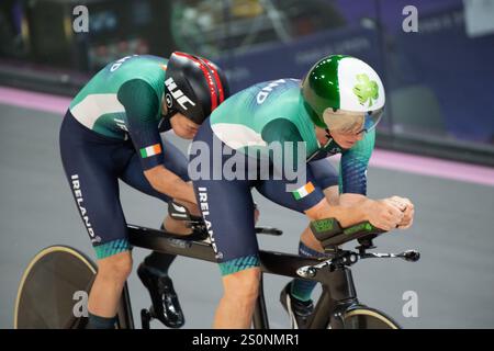 Katie-George Dunlevy (red helmet) and Eve McCrystal of Ireland during ...