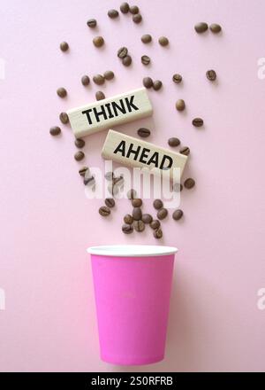 Think ahead symbol. Concept word Think ahead on wooden blocks ...