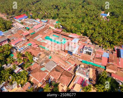 Gokarna town aerial panoramic view. Gokarna Beach is a major tourist ...