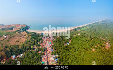 Gokarna town aerial panoramic view. Gokarna Beach is a major tourist ...