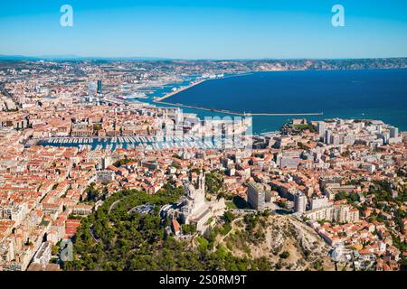Marseille aerial panoramic view. Marseille is the second largest city ...