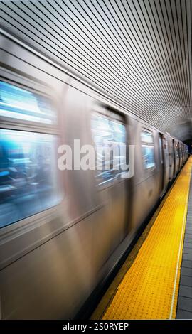 Fast train passing through a tunnel on a lovely summer day (motion ...
