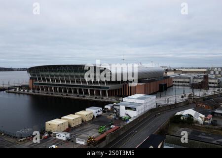 An Aerial view of Everton's New Ground at Bramley-Moore Dock, Liverpool ...