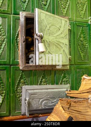 traditional stove made of mud brick and wood logs Stock Photo - Alamy