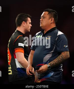 Paolo Nebrida during his match against Ross Smith on day eight of the ...