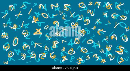 Various Colorful Randomly Placed, Sized and Oriented Numbers Pattern ...