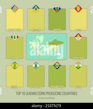 Top 10 corn producing countries. Infographics. Vector illustration ...