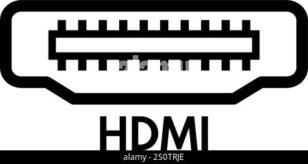 HDMI port socket icon in circle round black color vector illustration ...