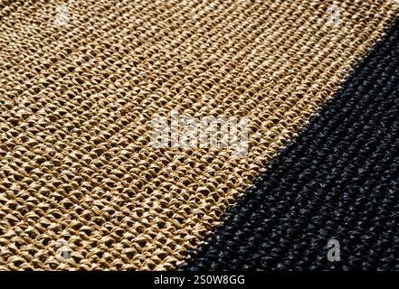 Raffia knitting texture close-up. Crochet from ECO material. Handmade ...