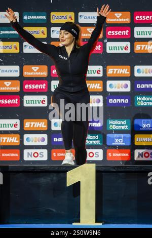 HEERENVEEN - Jutta Leerdam after her second 500m race during the third ...