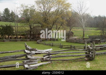 Hardy, VA, USA. Old-style farm on the grounds of Booker T. Washington ...