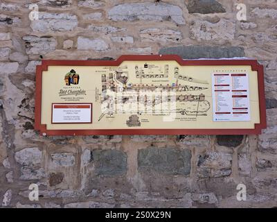 Quartier Petit Champlain sign showing map of Le Petit Champlain in ...