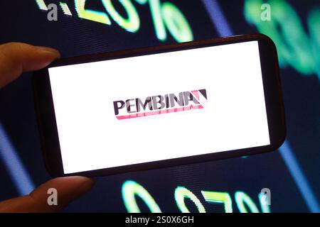 In this photo illustration, a Pembina Pipeline Corporation logo seen ...
