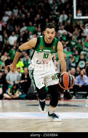 Kostas Sloukas #10 of Panathinaikos Athens seen in action during ...