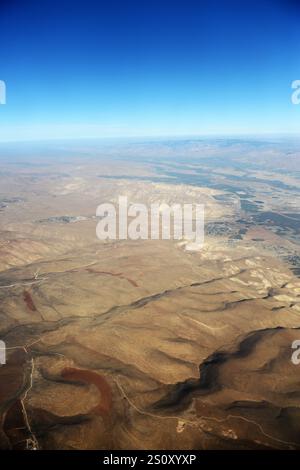 Aerial view of the Judean desert along the Rift Valley in Israel ...