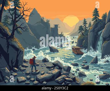 Elements of adventure in graphic style Stock Vector Image & Art - Alamy