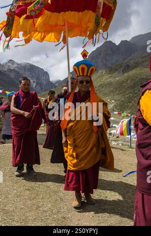 Menri Ponlob Thinley Nyima Rinpoche arrives at the 67th Shelri Dugdra ...