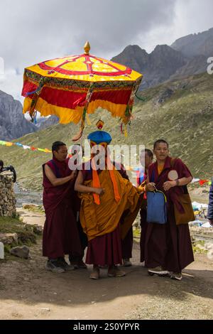 Menri Ponlob Thinley Nyima Rinpoche arrives at the 67th Shelri Dugdra ...