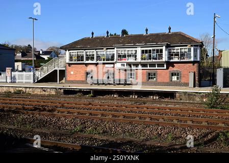 The signal box cafe at Totnes railway station, South Devon Stock Photo ...