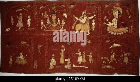 This embroidered wall-hanging, depicting the churning of the world ...