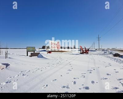 Longitudinal centre of Canada sign in Tache, Manitoba, Canada Stock ...