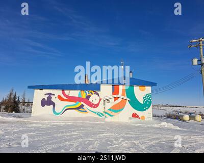 Pump mural on the pumping station in Churchill, Manitoba, Canada Stock ...