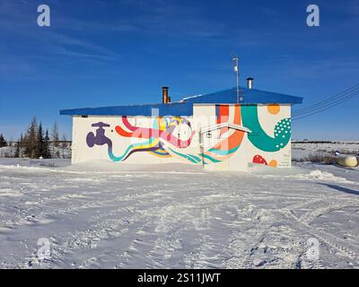 Pump mural on the pumping station in Churchill, Manitoba, Canada Stock ...