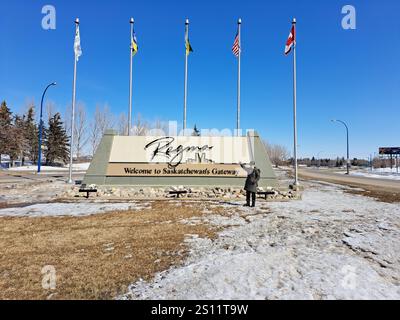 Welcome to Regina sign at the airport in Regina, Saskatchewan, Canada ...