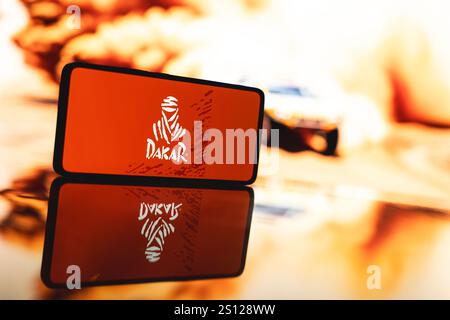 Dakar rally logo displayed on screen. December 30, 2024 Stock Photo - Alamy
